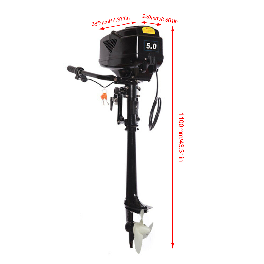 HANGKAI 5HP Outboard Motor Heavy Duty High-Speed Inflatable Fishing Boat Motor Engine 48V 1200W